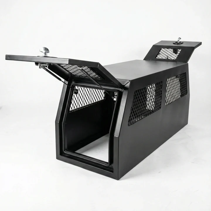 Black Mesh Dog Box Aluminium Toolbox Canopy – Truck & Trailer - Townsville