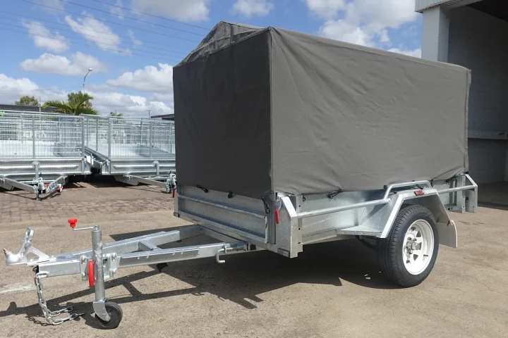 7x4 Single Axle Galvanised Cage Trailer for sale | Canvas Cover