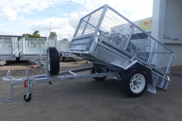 7x4 Single Axle Galvanised Cage Trailer for Sale in Townsville - 2ft Cage