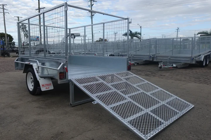 8x5 Single Axle Galvanised Trailer | 3ft Cage | 5ft Drop Ramp & Tilt