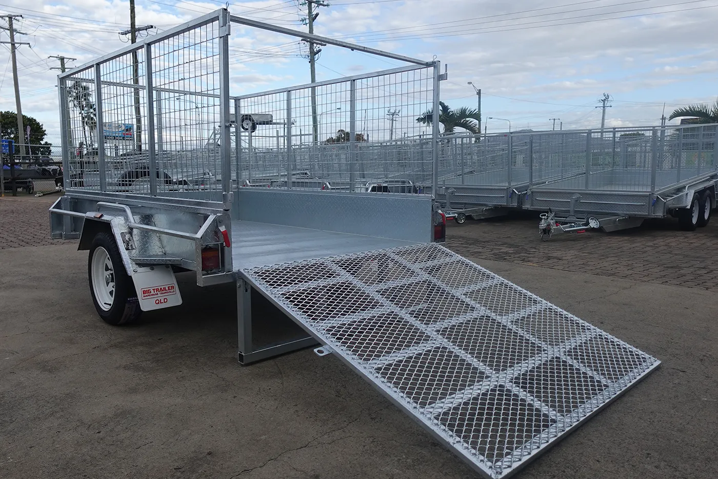 8x5 Single Axle Galvanised Trailer | 3ft Cage | 5ft Drop Ramp & Tilt